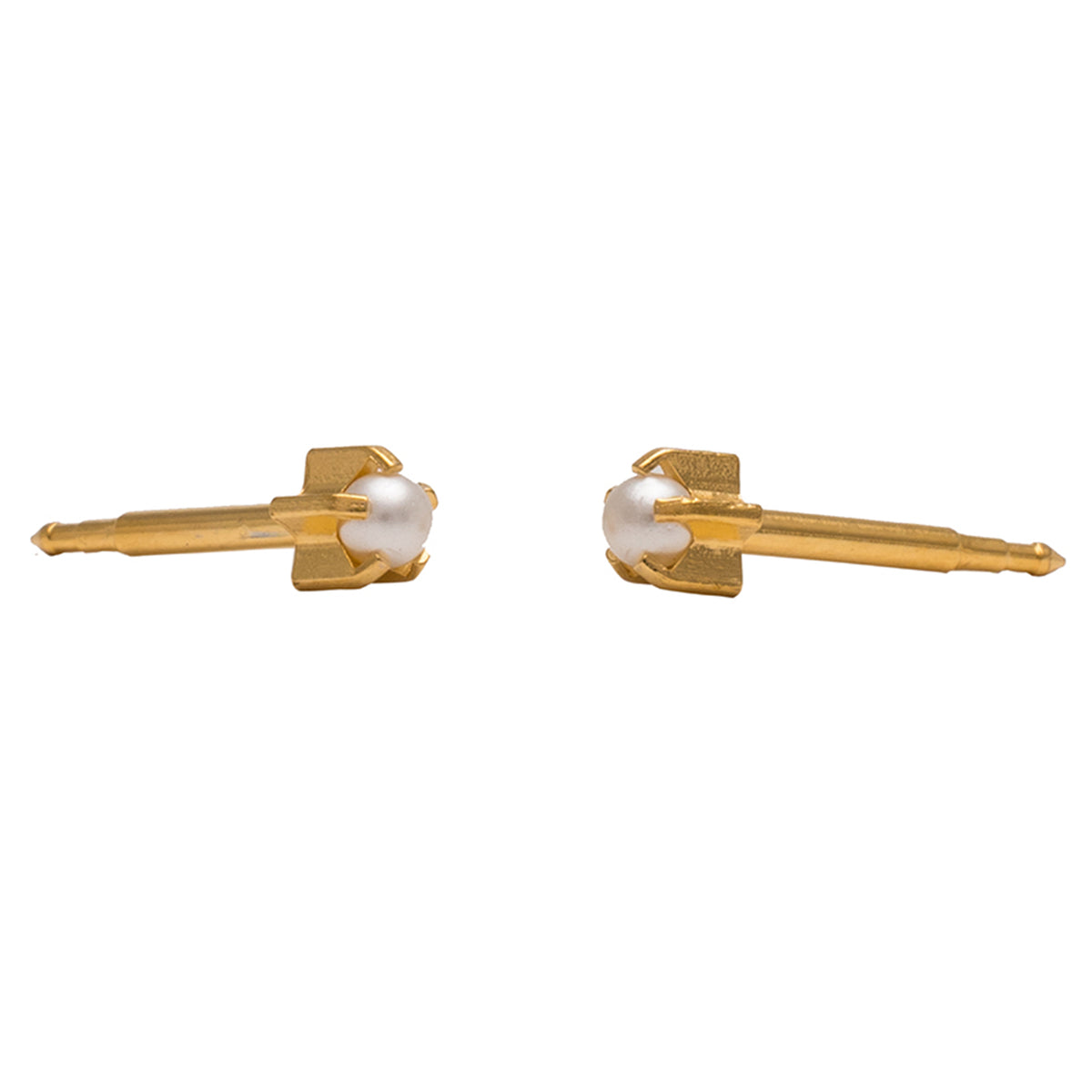 3MM White Pearl 24K Pure Gold Plated Ear Studs – studex-uae